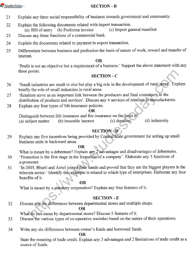 CBSE Class 11 Business Studies Sample Paper Set 9 Solved